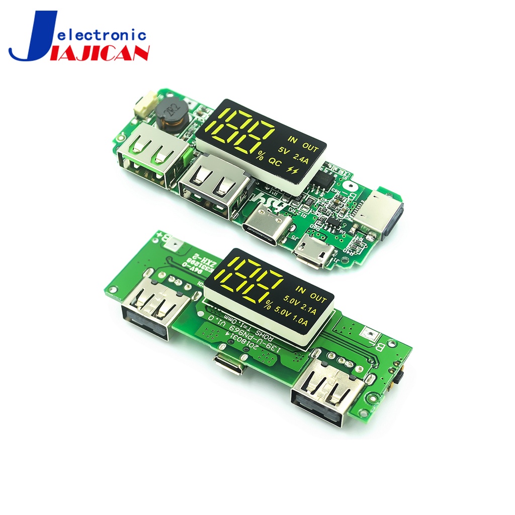 18650 Lithium Battery Digital Display Charging Module 5V2.4A 2A 1A Dual ...