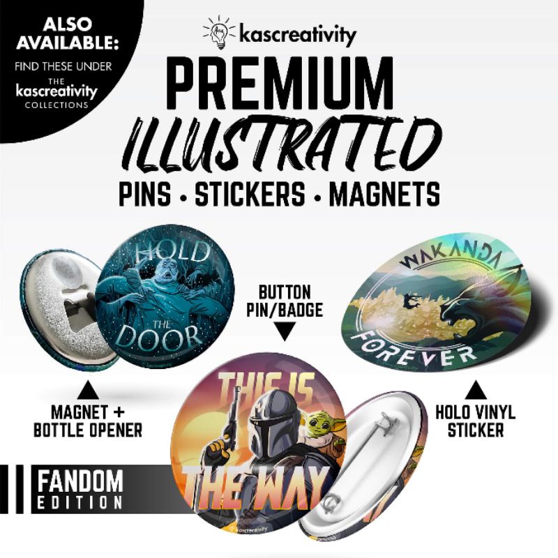 Fandom PREMIUM ILLUSTRATED Pins Stickers Magnets by kascreativity ...