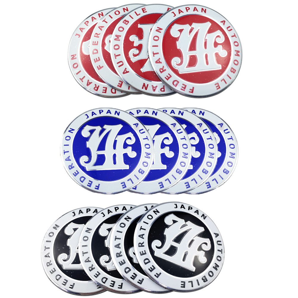 4 x 56mm JAF JAPAN AUTOMOBILE FEDERATION Logo Car Auto Wheel Hub Cap ...