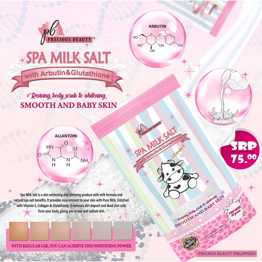 Precious Beauty Spa Milk Salt with Arbutin & Gluta 350g | Shopee ...