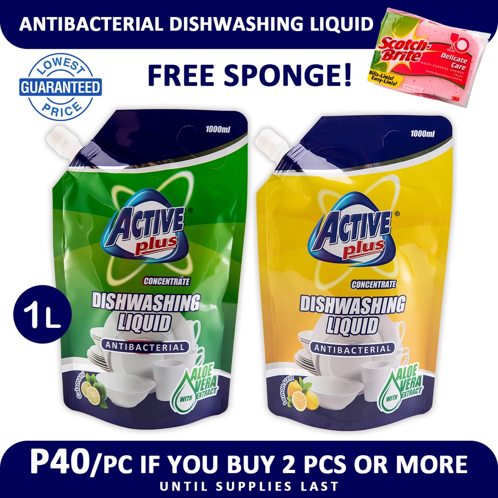 Active Plus Dishwashing Liquid Concentrate Antibacterial 1000ml ...