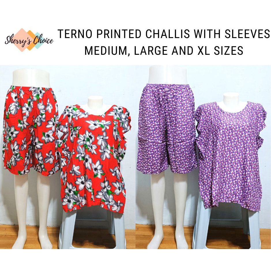Terno shorts challis pambahay Large and XL sizes Butterfly Sleeves ...