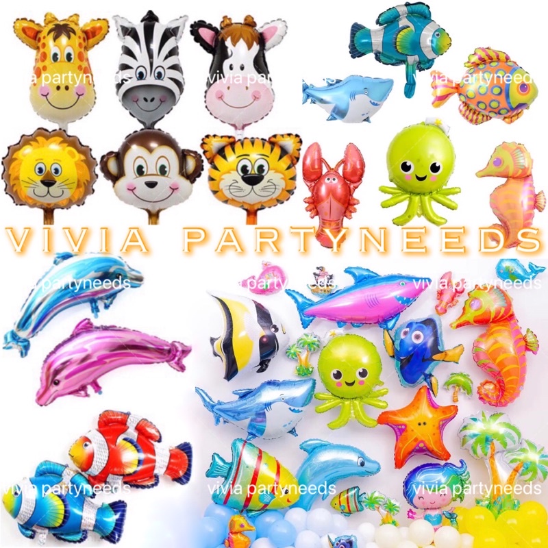 14inches Ocean Fish Animal Jungle Safari Themed Mini Foil Balloon ...