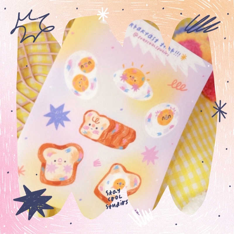 Breakfast Time Sticker Sheet | Laminated Waterproof Vinyl Sticker | Kiss cut (1 pc) | Shopee ...