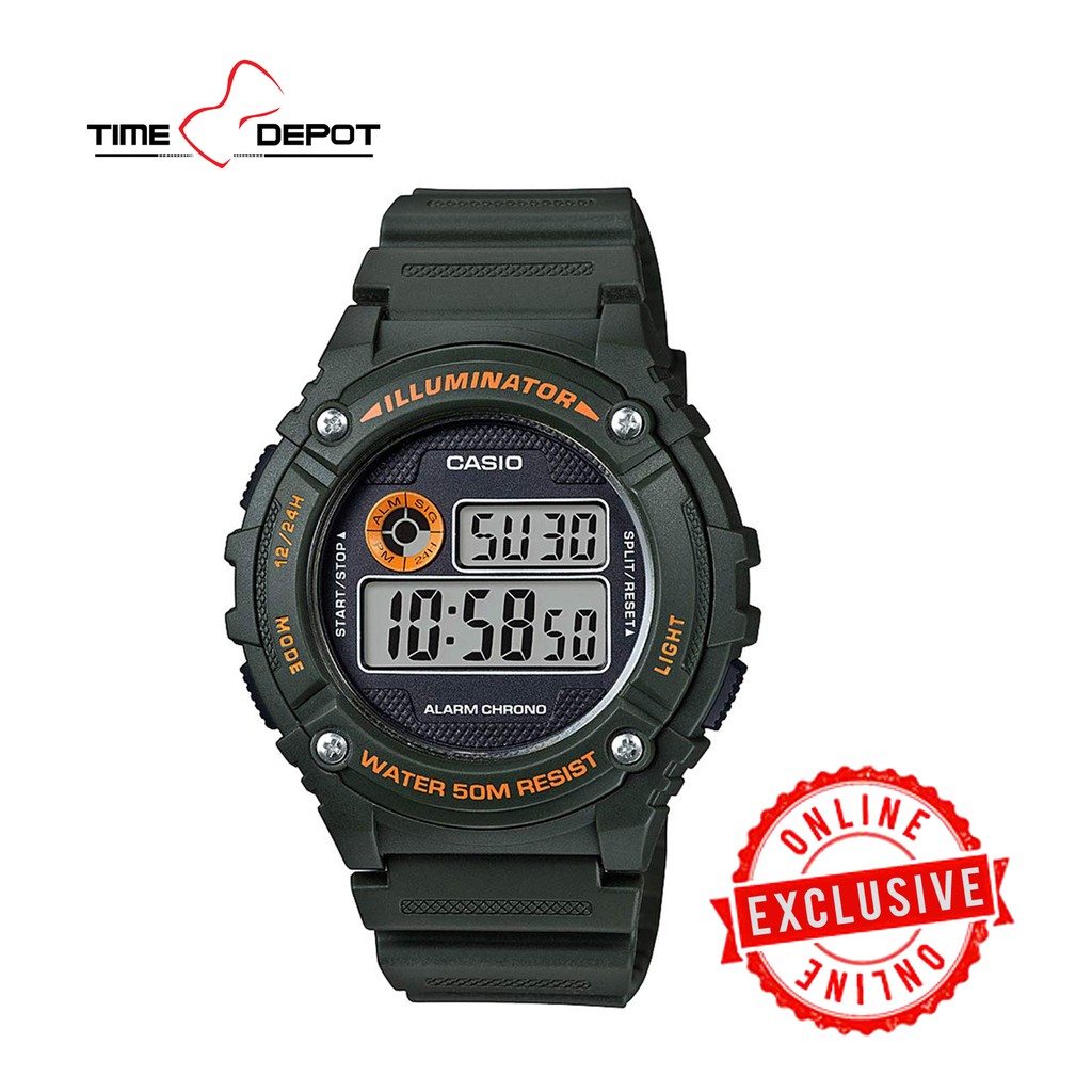 Casio W-216H-3BVDF Digital Green Resin Strap Watch For Men | Shopee Philippines