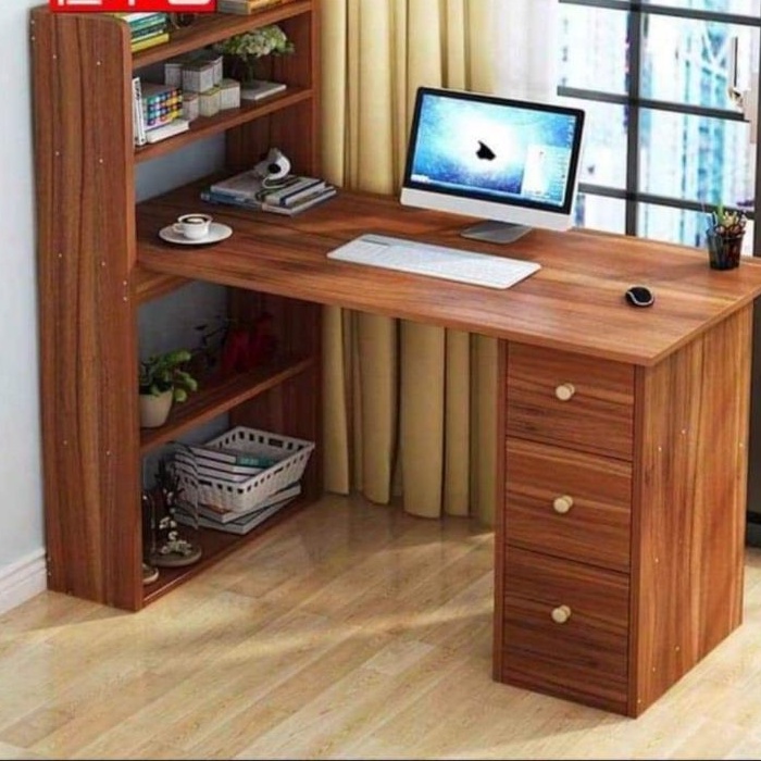 COMPUTER TABLE WITH SHELVES AND DRAWERS (WOODEN) | Shopee Philippines
