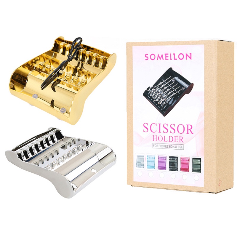 Salon Scissors Holder Storage Container Plating Hairdressing Tool ...