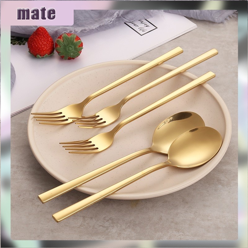 spoon and fork set stainless korean cutlery gold kutsara tableware ...