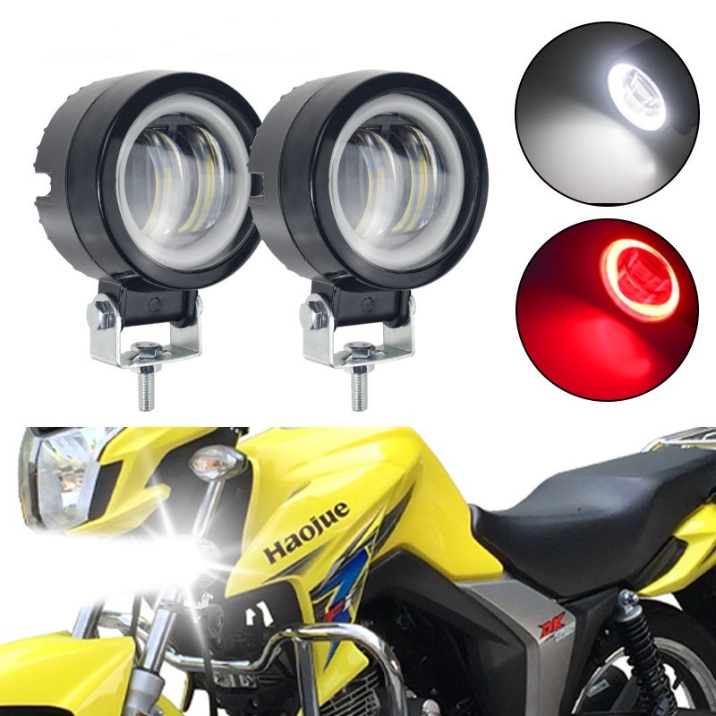 Motorcycles Headlight Bulb Angel Eyes LED Bar Work Light Driving Spot ...