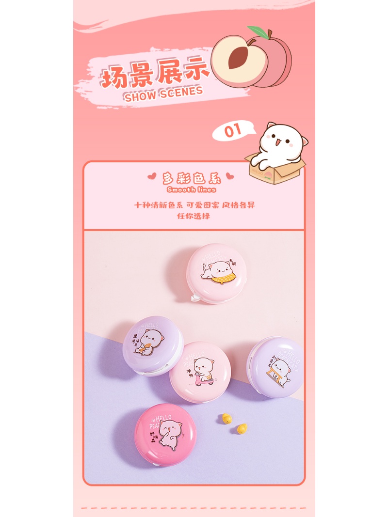 Cartoon Peach Cat Push-pull Correction Tape Series Creative Makaron ...