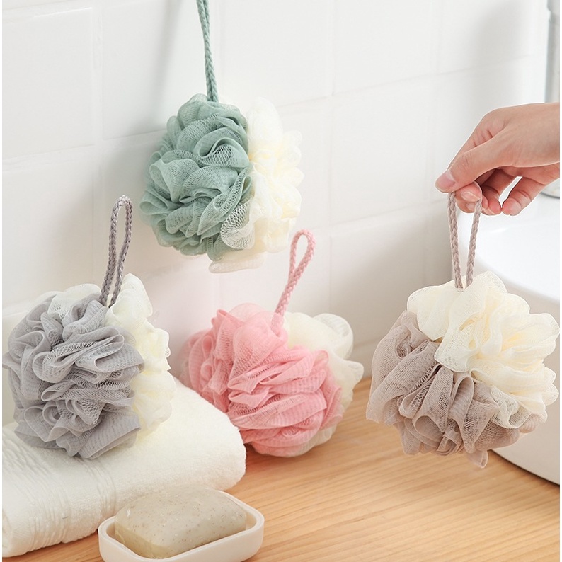 STSF Loofah Bath Shower Ball Scrub Sponge Mesh Sponge Body Wash Bubble ...
