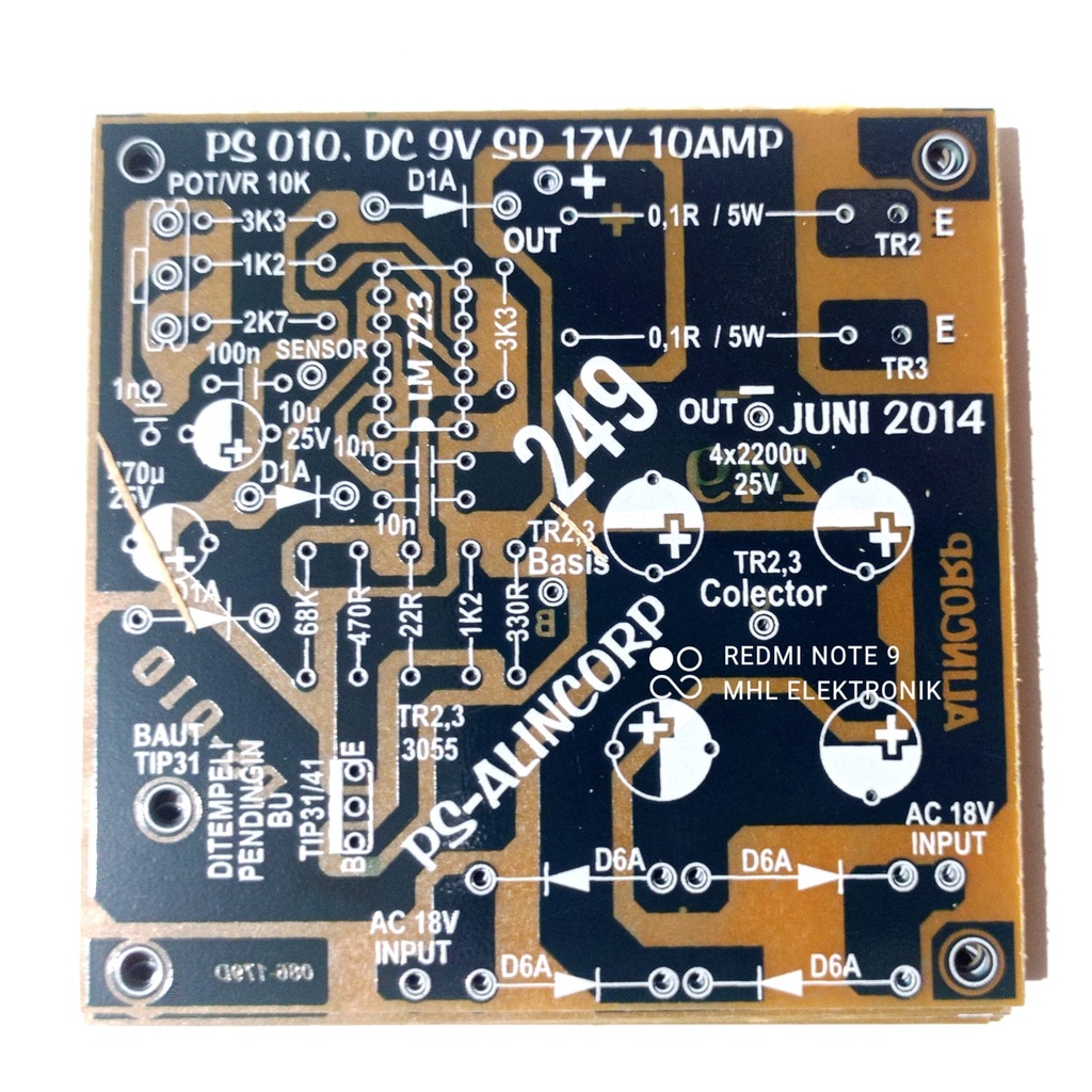PCB Adjustable Voltage Regulator LM723 9-17 Volt 10A with Tip Alincorp ...