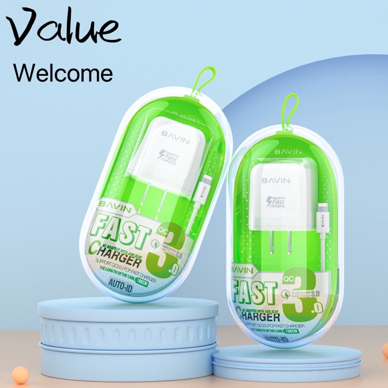 BAVIN 3.0 20W Fast Charger Quick Adapter with Cable For Android Micro ...