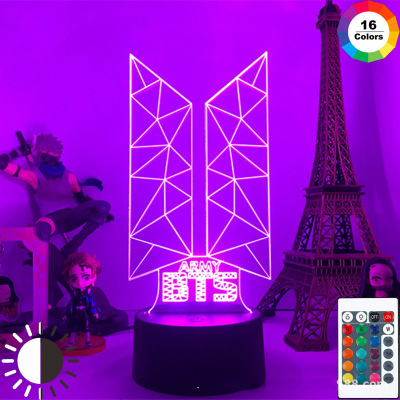 3D Lamp BTS Night Lights USB LED Lighting K-pop Star BT21 Acrylic 7 ...