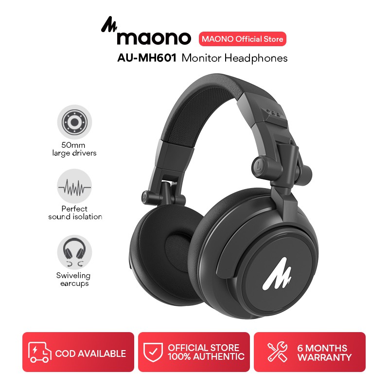 Maono AU-MH601 Professional Monitor Headphones Studio Headphones 50MM ...