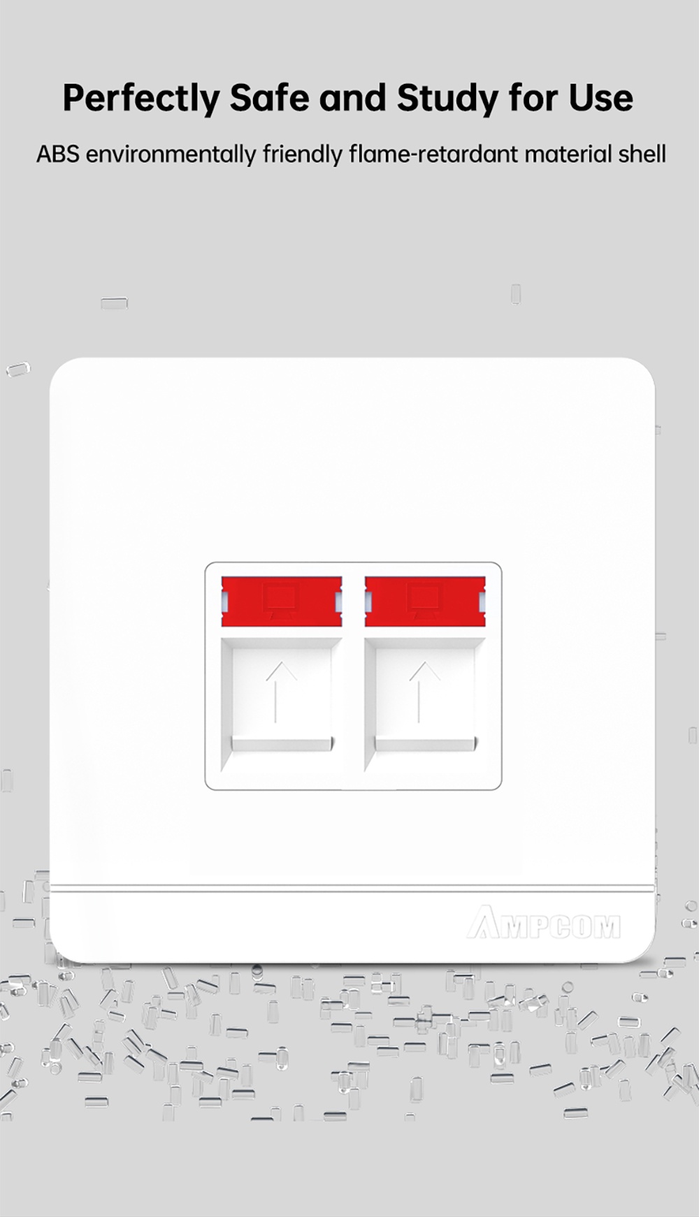 Ampcom Panel Kit, Wall Faceplate With Cat8 40Gbps Stp Keystone Jack ...