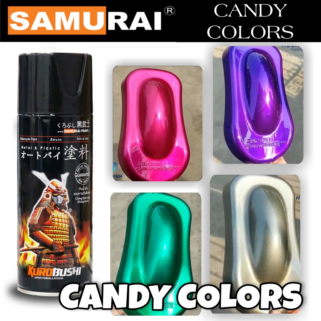 SAMURAI Spray Paint Candy Colors CD111 Candy Black, CD032 Candy Purple ...