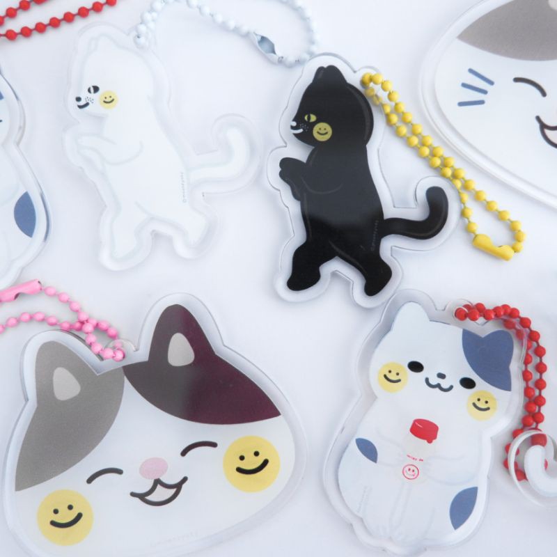 Cat Collection Acrylic Charm - Black Cat - White Cat - Cat Face ...