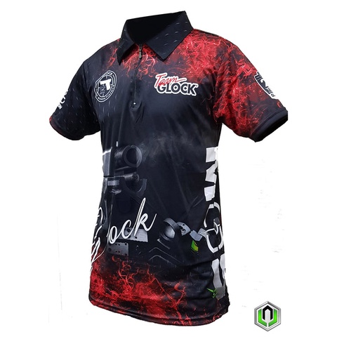 TEAM GLOCK Perfection Jersey Polo Shirt Red Full Sublimation Red ...