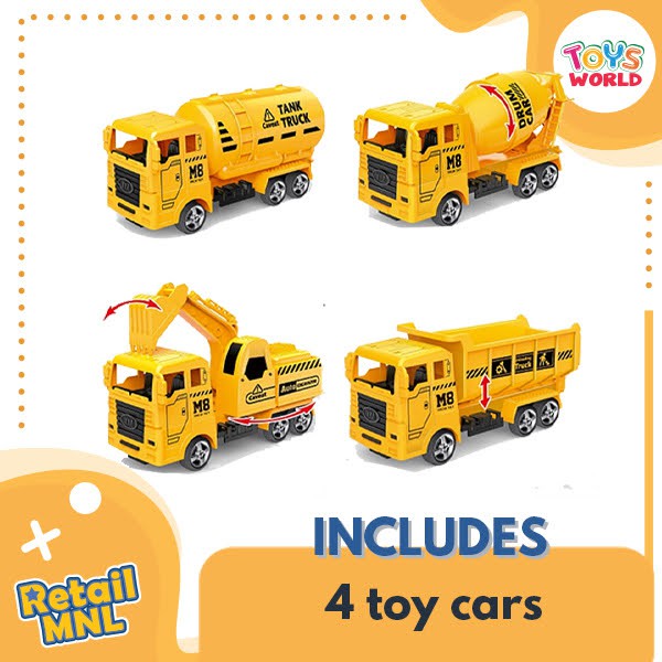 Retailmnl 4pc Yellow Truck Complete Set Collection Kids Toys For Boys ...