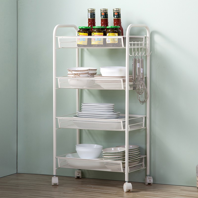 LOCAUPIN Kitchen Metal Mesh Wire Trolley Easy Moving Storage Cart Rack ...