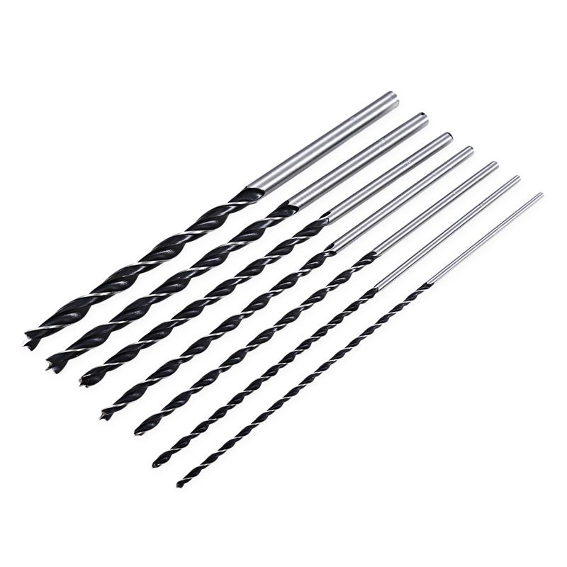 7pc X Long Wood Drill Bit Set 4mm 5mm 6mm 7mm 8mm 10mm 12mm x 300mm ...