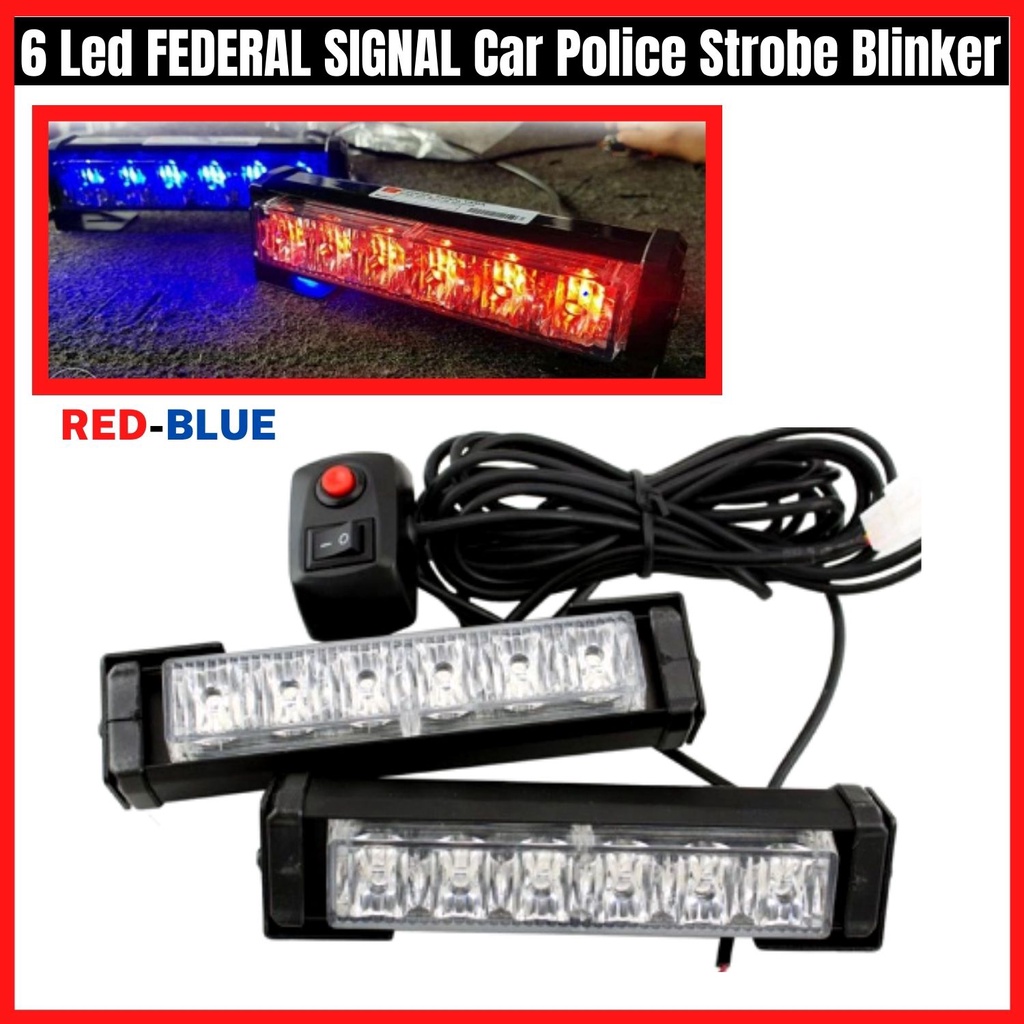 MS 6 Led FEDERAL SIGNAL Car Police Strobe Blinker Light with Steady ...