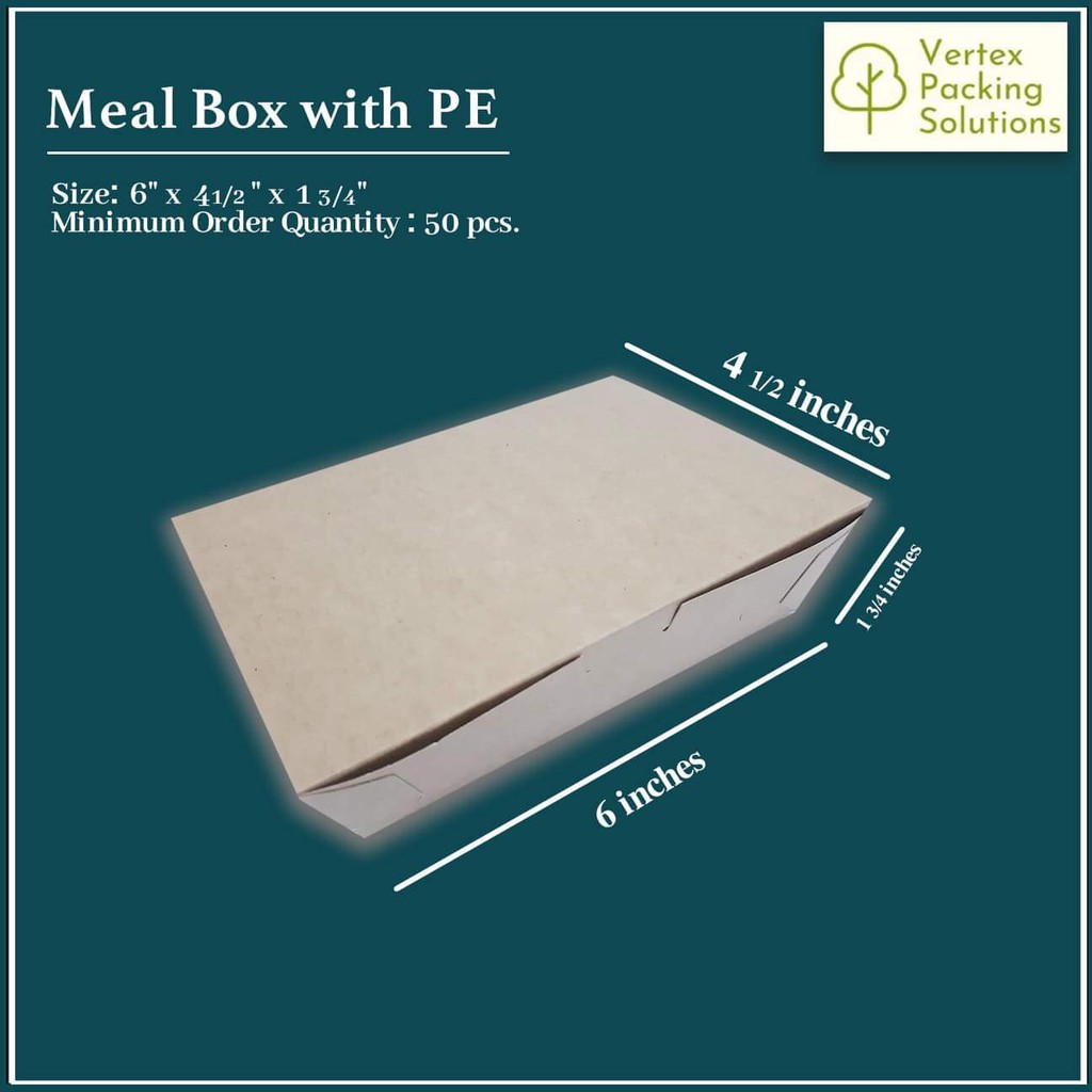 50PCS Meal Box laminated 6x4 1/2x1 3/4 for takeout, meals, party trays ...