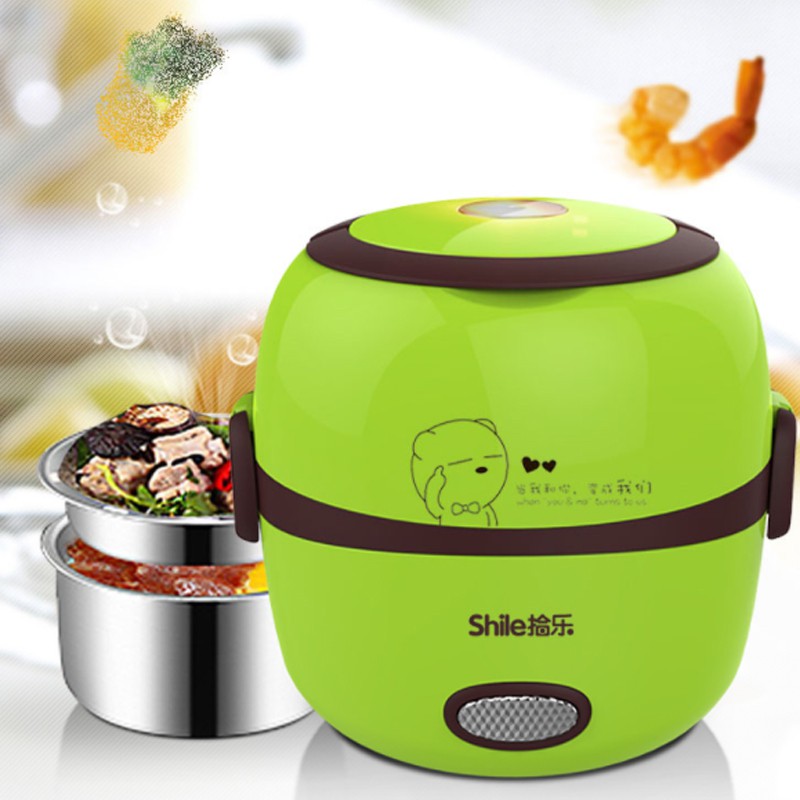 MINI Rice Cooker Thermal Heating Electric Lunch Box 2 Layers Portable ...