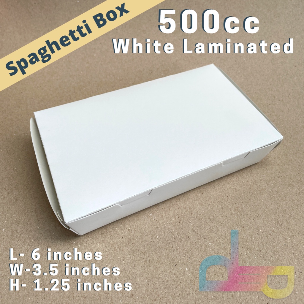 50 pcs | Spaghetti Box 500cc | White Laminated | Lunch/Meal Box ...