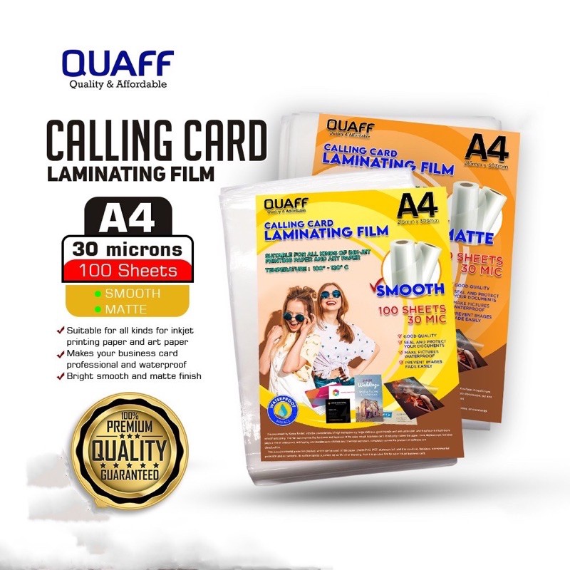 A4 SIZE QUAFF LAMINATING FILM FOR CALLING CARD PAPER 25MICRON 100