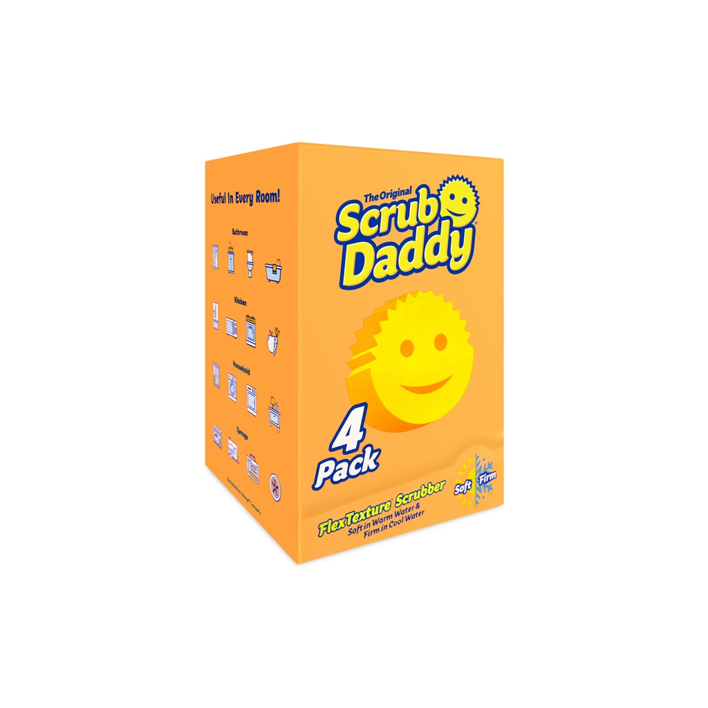 Scrub Daddy FlexTexture Scrubber Original Sponge (4CT PACK) - YELLOW ...