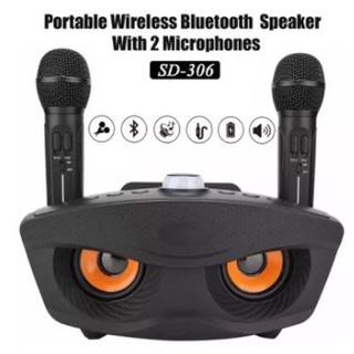 SDRD SD-306 Wireless Bluetooth Karaoke with Dual Microphone Karaoke Portable 3D Stereo Speaker ...