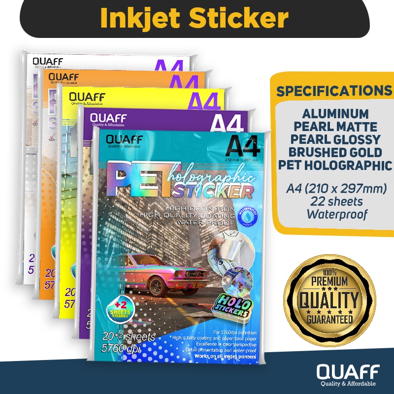 QUAFF PET // PP Label Sticker Waterproof A4 size (20sheets per pack ...