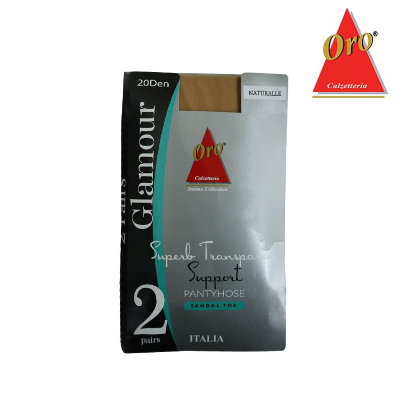 ORO Glamour Superb Transparent Support Sandal Toe Pantyhose Stockings ...