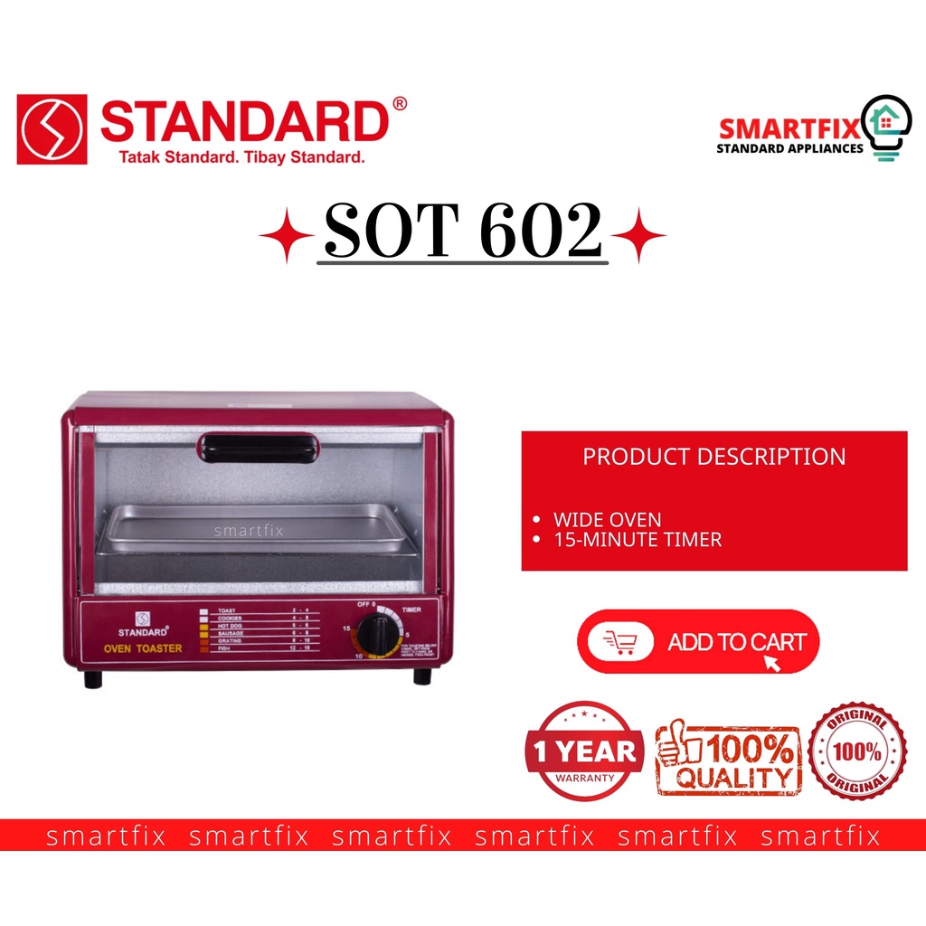 Standard Oven Toaster SOT 602 Red | Shopee Philippines