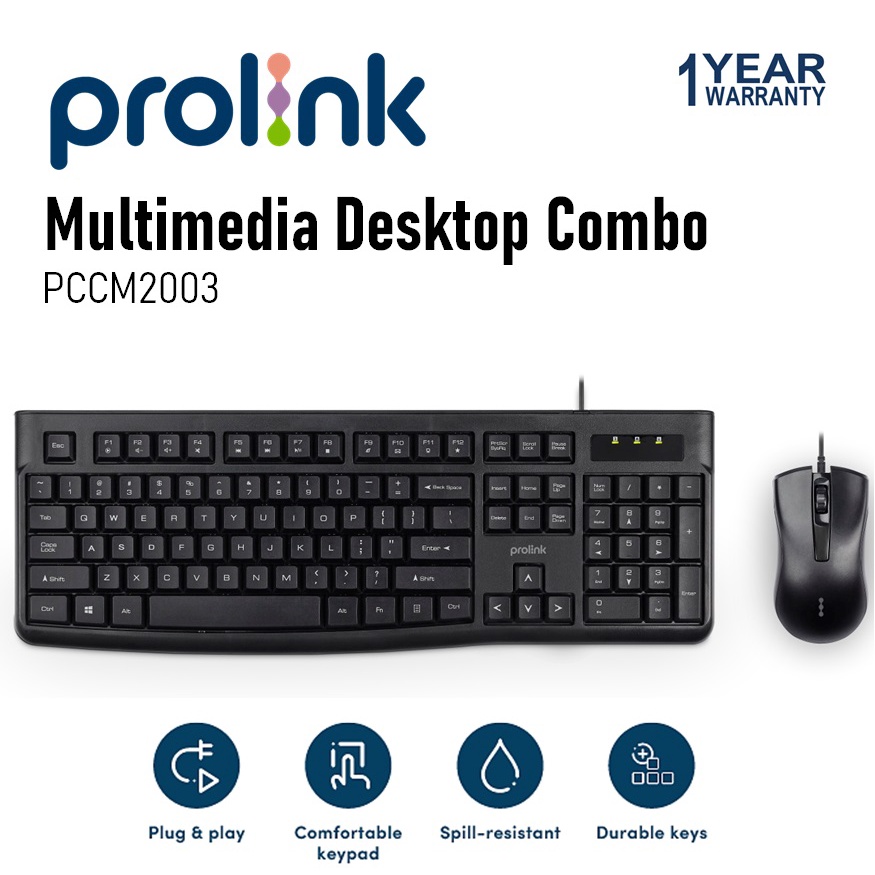 PROLiNK PCCM-2003 Multimedia Desktop Combo Keyboard and Mouse For ...