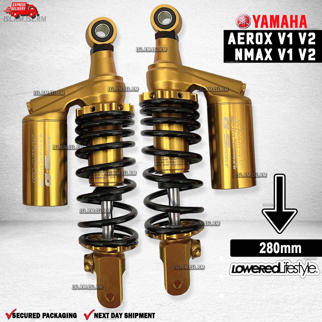 Yamaha Aerox V1 V2 and NMAX V1 V2 Rear shock absorber 2pcs with Lowered ...