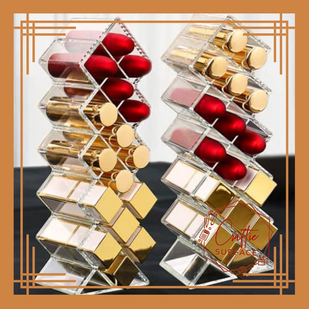 16 Grids Lipstick Holder Diamond pattern Clear Acrylic Storage ...