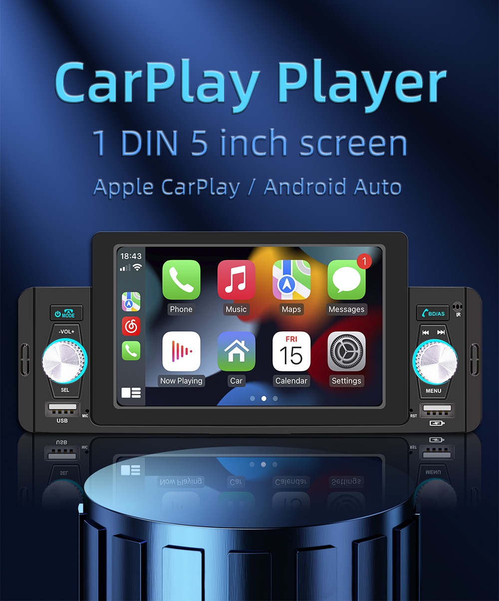 ESSGOO 5" Single Din Car Stereo Radio MP5 Bluetooth Player With Carplay ...