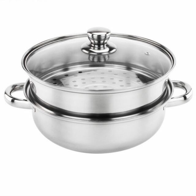 28 cm stainless steel 2 LAYER STEAMER cooking pot stew pot | Shopee ...