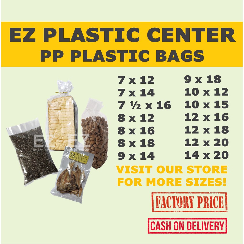 PP Plastic Bags 7 to 14 inches (100pcs) | EZPLASTICPH | Shopee Philippines