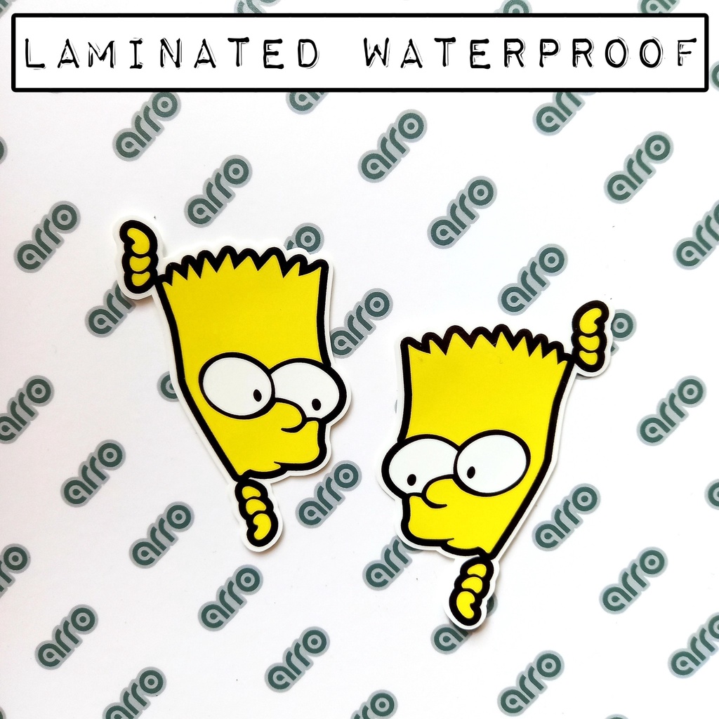 Bart Simpson Peeking Sticker Laminated Waterproof Sold Per Piece