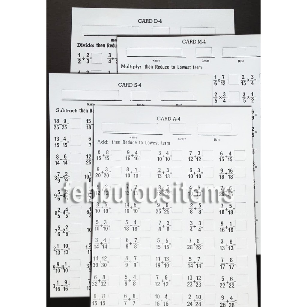 Window Card /pc level 4 Addition Subtraction Multiplication Division ...