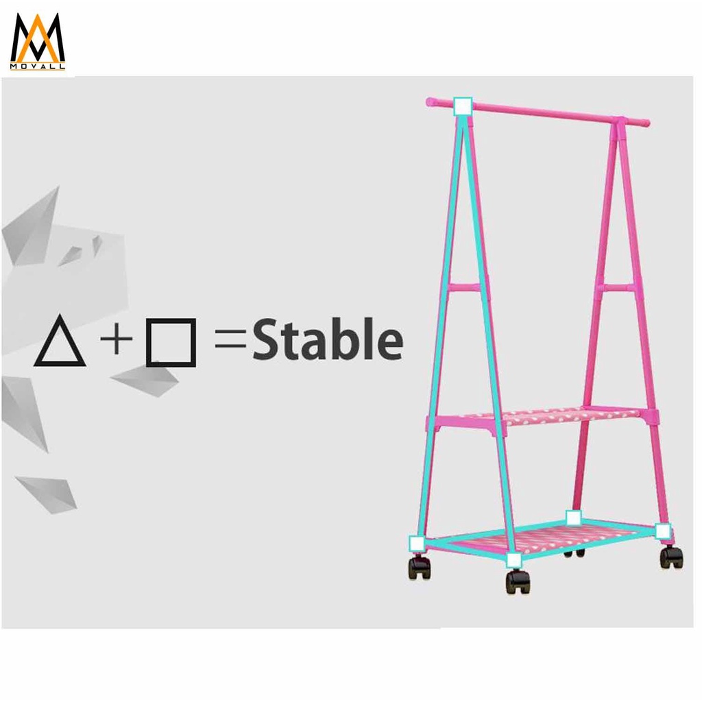 Triangle Coat Rack Bedroom Multi-function Clothes Hanger (Pink ...