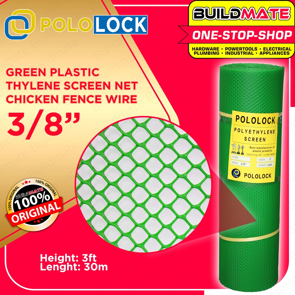 Green Plastic Polyethylene Screen Net Chicken Fence Wire 3 ft 3/8 ...
