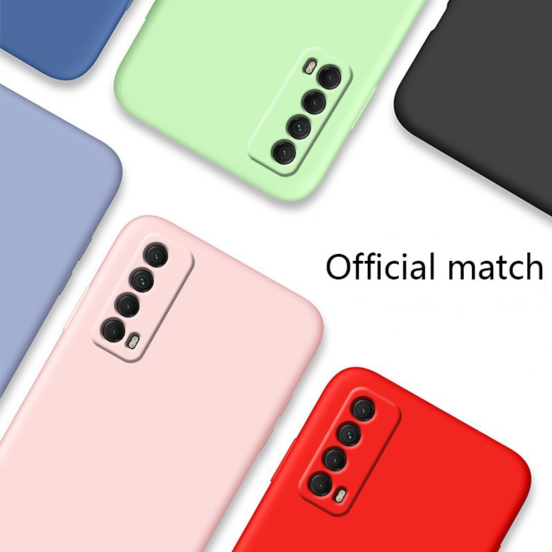 Casing Huawei Y7A Case Liquid Silicone Soft Candy Color Plain TPU ...