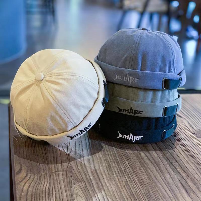 beanie hat bonet for men Skull cap embroidery Shark alphabet Retro ...