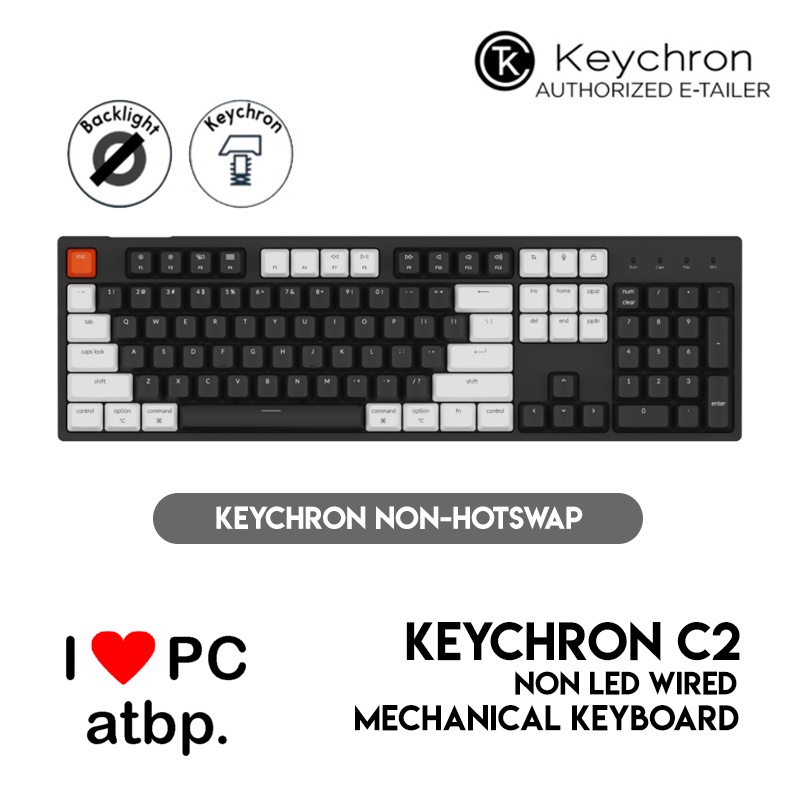Keychron C2 Wired Mechanical Keyboard (Full Size Layout, Non-LED ...