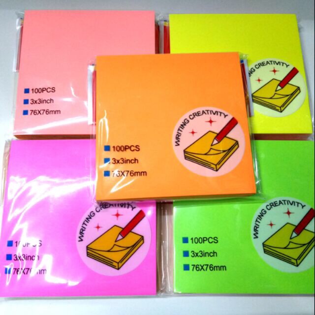 Sticky note 76x76mm neon color | Shopee Philippines